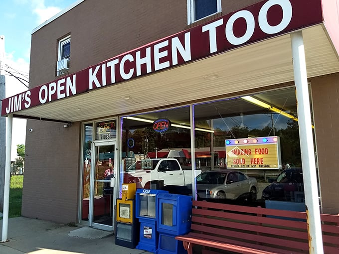 The unassuming exterior of Jim's Open Kitchen Too might not scream "culinary destination," but locals know this modest façade hides breakfast treasures worth traveling for.