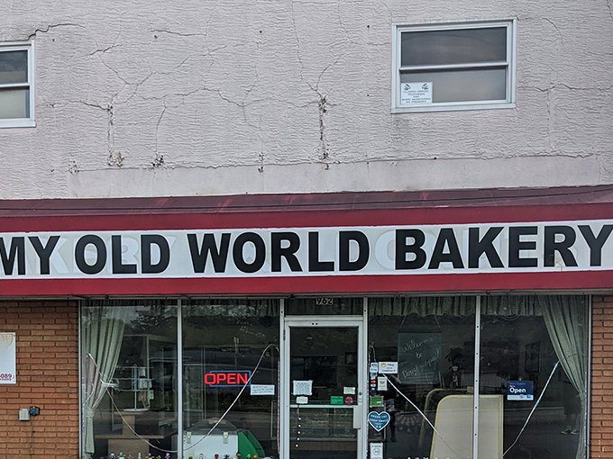 The unassuming storefront of My Old World Bakery stands as a testament to the adage that books shouldn't be judged by their covers—especially when those covers contain donuts.