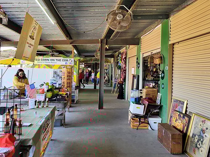 The green-roofed gateway to bargain paradise beckons shoppers with promises of treasures waiting to be discovered inside.