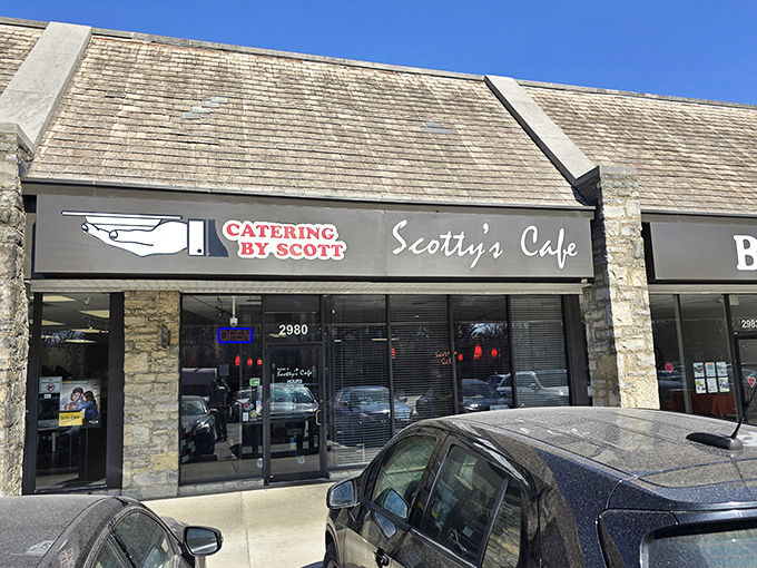 Tucked away in a modest strip mall, Scotty's Cafe proves that culinary treasures often hide in plain sight. The unassuming exterior belies the breakfast magic happening inside.