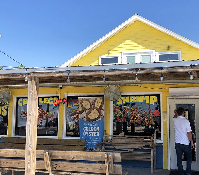 That bright yellow exterior isn't just cheerful – it's a beacon calling seafood lovers from across Florida.