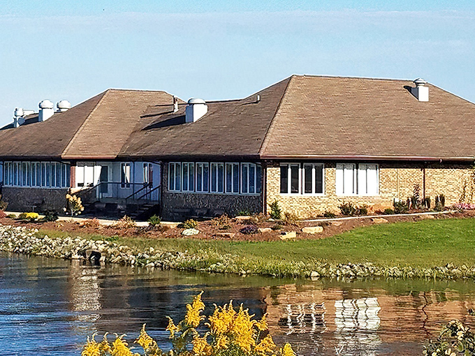 The lakeside view isn't just in the name—it's right outside your window. This stone and brick haven promises comfort food with a side of serenity.