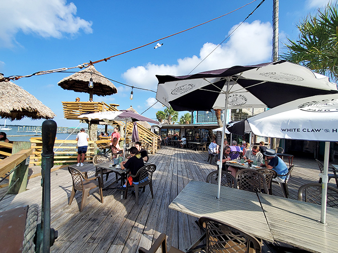 Paradise found! The weathered wooden deck and thatched umbrellas create that "I've escaped to somewhere special" feeling that vacation dreams are made of.