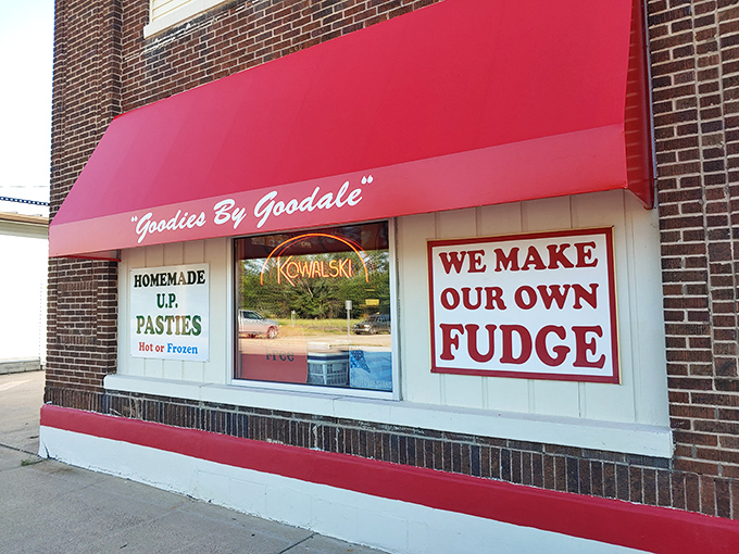 That classic red awning beckons like a lighthouse for carb-loving souls seeking Michigan's sweetest treasures.