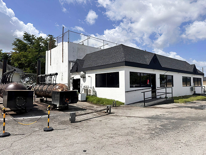 From the outside, Apocalypse BBQ looks unassuming, but those massive smokers hint at the magic happening within.