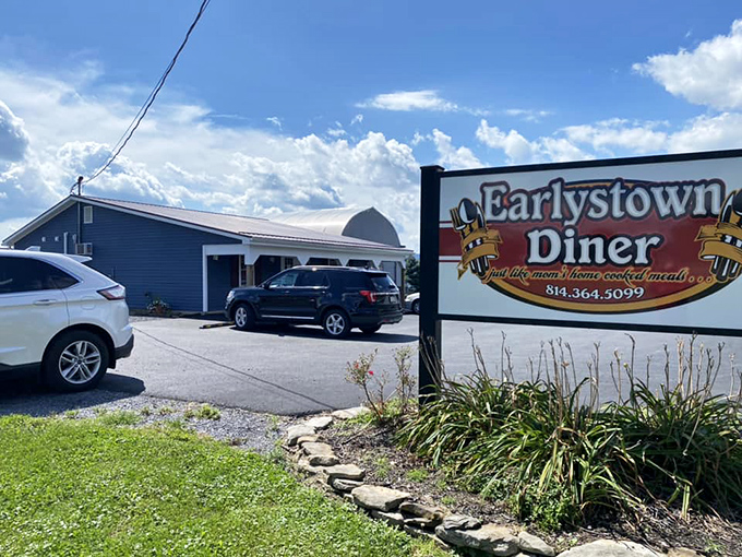 The unassuming blue exterior of Earlystown Diner hides culinary treasures within—like finding a diamond in Pennsylvania's rolling countryside.