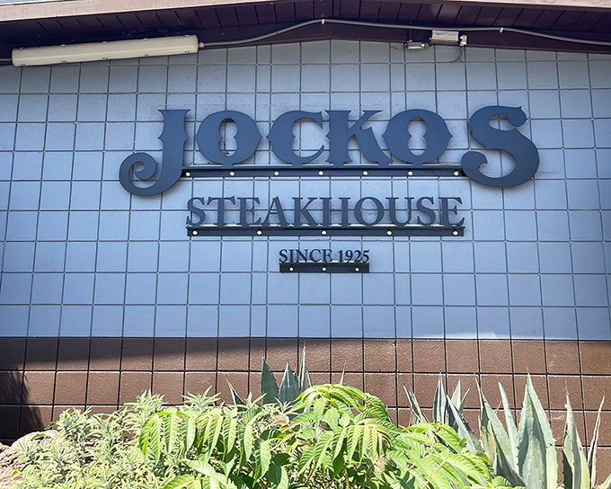 The unassuming exterior of Jocko's promises no frills, just thrills for your taste buds. Those wine barrels aren't just for show—they're foreshadowing the flavor journey ahead.