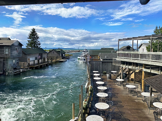 Fishtown's weathered shanties and crystal-clear waters create the perfect backdrop for The Cove's waterfront dining experience. Michigan's version of Venice, just with better fish.