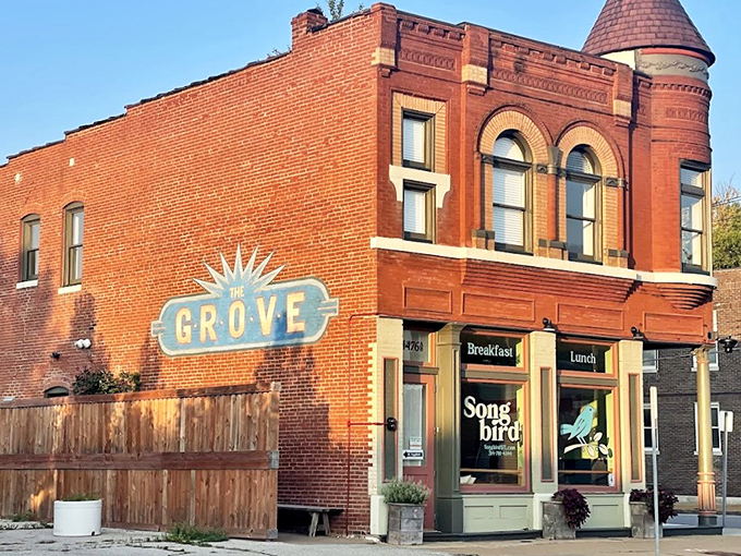 Housed in a historic brick building in St. Louis's Grove neighborhood, Songbird's charming exterior promises culinary magic within those weathered walls.