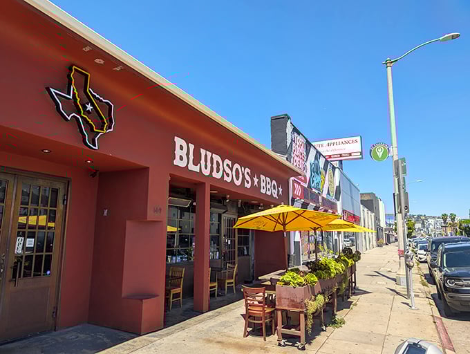 That distinctive red exterior isn't just paint – it's a beacon calling all barbecue pilgrims home.