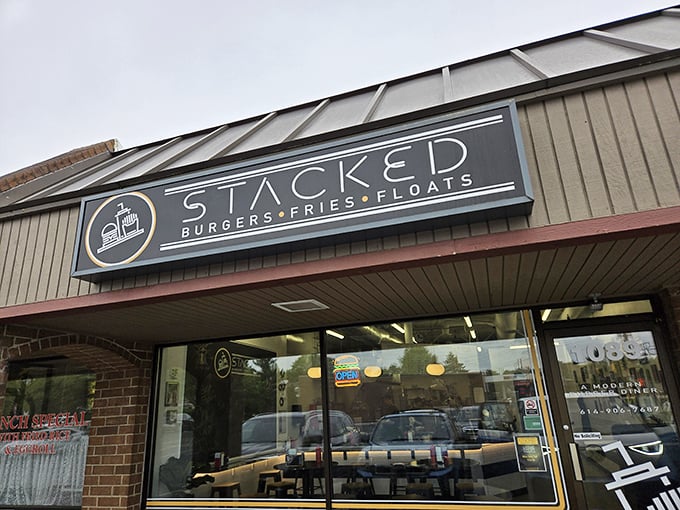 The unassuming storefront of Stacked Burger Co. proves once again that culinary greatness often hides in plain sight.