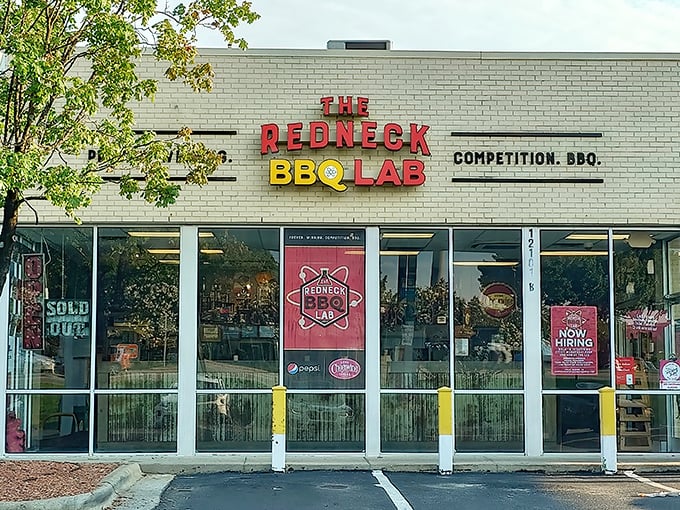 The unassuming exterior of BBQ greatness. Like finding a Michelin star in a strip mall, this Benson landmark proves appearances can be deliciously deceiving.