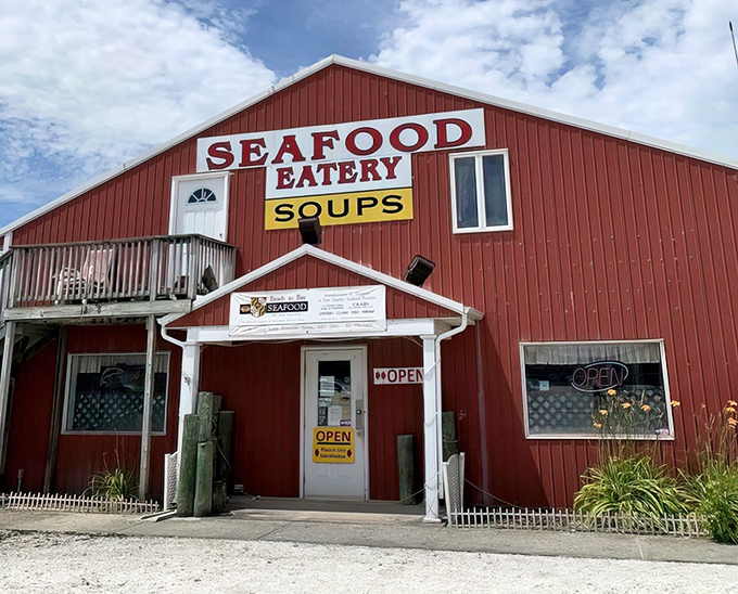 The bright red barn-like exterior of Beach to Bay Seafood isn't trying to impress anyone—until you taste what's inside. Maryland's seafood gems often hide in plain sight.