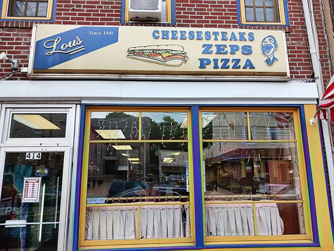 Lou's iconic blue and white storefront has been beckoning hungry Norristown locals since 1941. Some architectural styles come and go, but cheesesteak perfection is timeless.