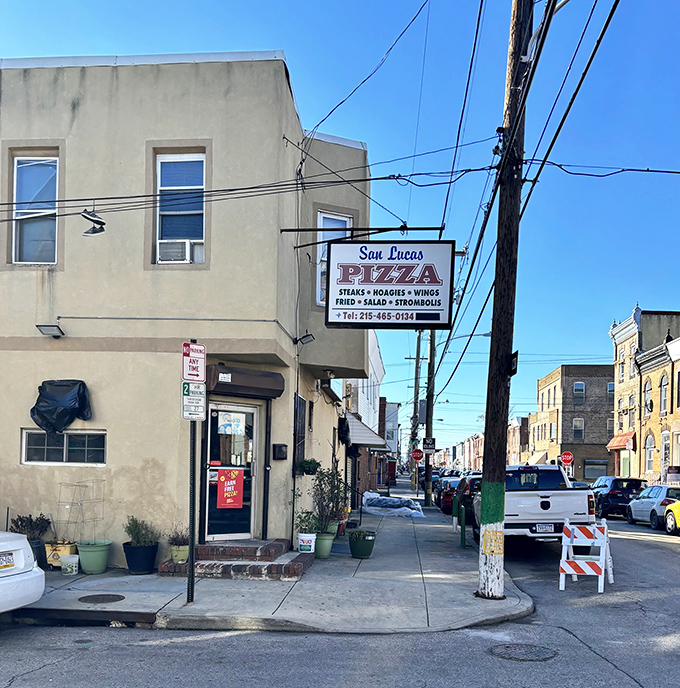 The unassuming exterior of San Lucas Pizza proves once again that culinary treasures often hide in plain sight. Philadelphia's delicious secret awaits inside.