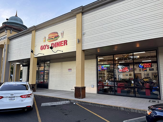 Tucked into a modern shopping center with a distinctive domed tower, 60's Café & Diner proves great food doesn't need a fancy address.