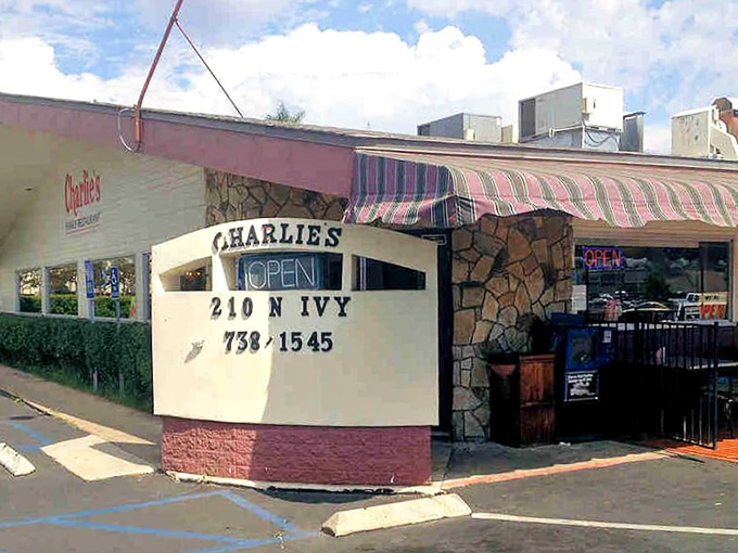 The weathered sign beckons like an old friend – Charlie's has been serving Escondido comfort food long before Instagram made breakfast famous.