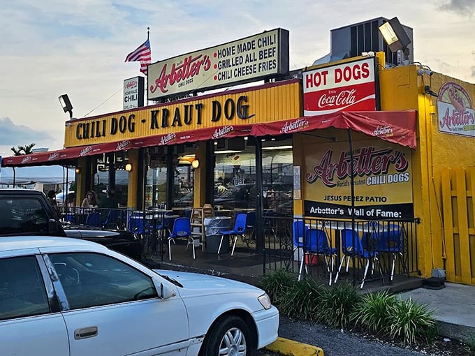 That bright yellow facade isn't just eye-catching – it's a beacon calling all hot dog lovers home.