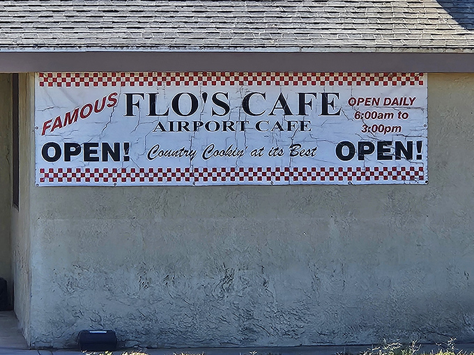 The unassuming exterior of Flo's Airport Cafe promises "Country Cookin' at its Best" – a claim that proves deliciously accurate once you step inside.
