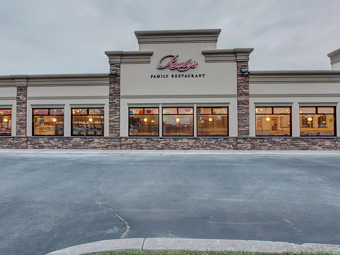 Rudy's stone-accented exterior doesn't need flashy gimmicks – like a perfectly seasoned steak, it lets quality speak for itself.