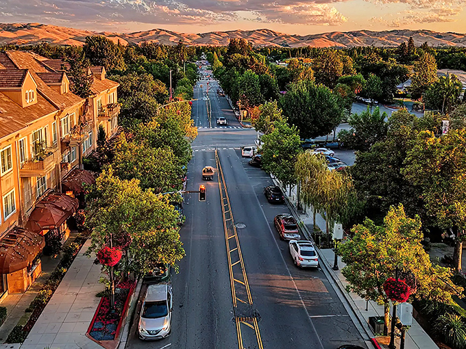 Sunset bathes Vacaville in golden light, where tree-lined streets and rolling hills create California's perfect balance of small-town charm and natural beauty.