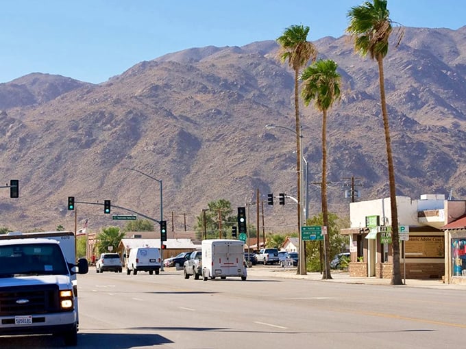 That rusty "29!" sign stands like a desert exclamation point, welcoming you to a town that moves at its own pace.