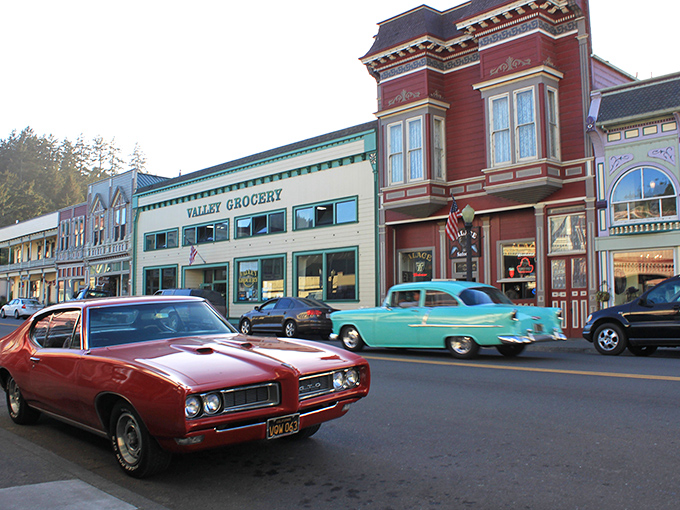 Main Street Ferndale looks like a movie set, but these Victorian storefronts are the real deal—no Hollywood magic required.