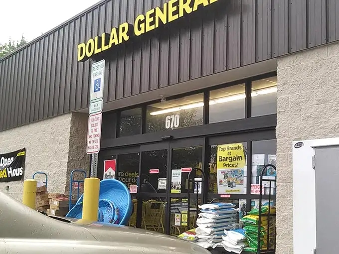 The iconic yellow and black signage beckons like a budget-friendly lighthouse guiding penny-pinchers safely to harbor. Dollar General's Waymart location stands ready for bargain hunters.