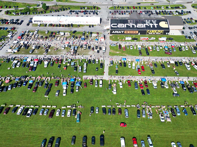 From above, Leighty's Flea Market transforms into a living treasure map. Hundreds of vendors, thousands of treasures, and endless possibilities spread across the Pennsylvania countryside.