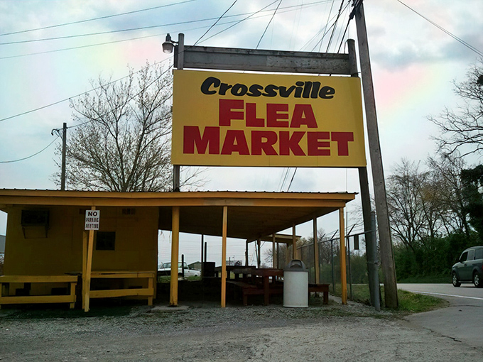 That yellow sign isn't just advertising – it's promising adventure, one vintage treasure at a time.