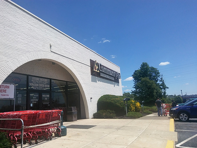 The unassuming exterior of CommunityAid in Mechanicsburg hides a treasure trove within—like finding the Batcave behind Wayne Manor's bookshelf.