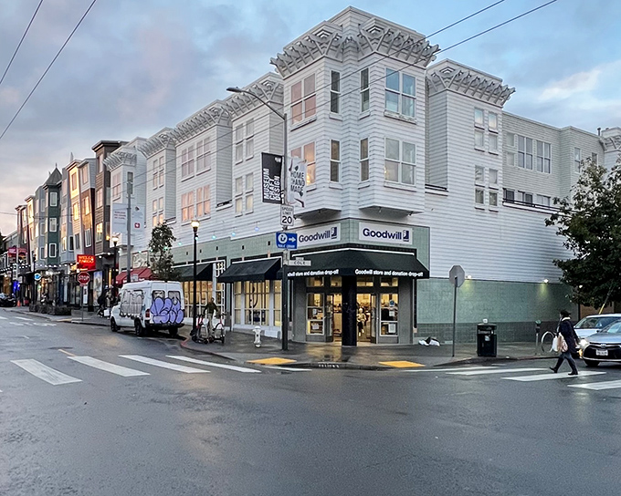 The corner of Haight and Fillmore Streets houses this thrift paradise, where San Francisco's classic architecture meets sustainable shopping adventures.
