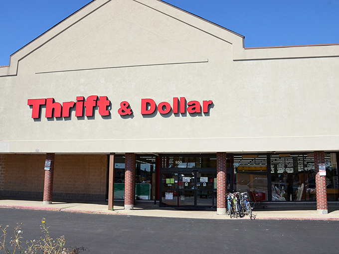 The unassuming facade of Thrift & Dollar Inc belies the wonderland of bargains within. Like a budget-friendly TARDIS, it's bigger on the inside.