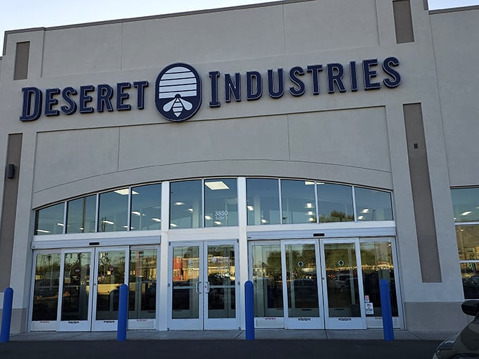 The gleaming facade of Deseret Industries beckons bargain hunters like a retail oasis in the Arizona desert—treasure hunting starts here!