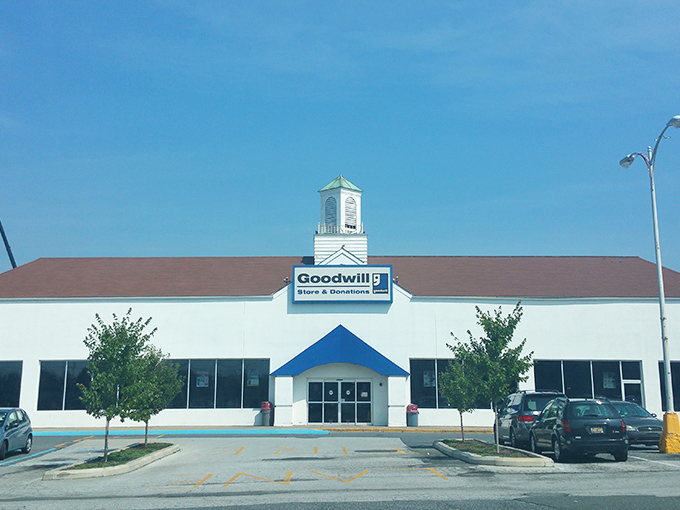 The unassuming exterior of Wilmington's Goodwill belies the treasure trove within. Like a Vegas casino, what happens inside defies the modest façade.