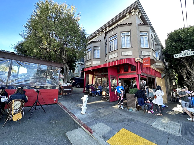 That iconic red awning isn't just eye-catching—it's a beacon for hungry souls seeking a taste of Paris in Potrero Hill.
