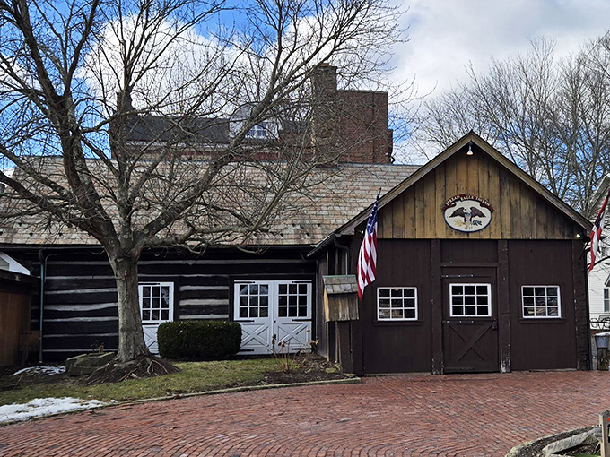 History stands proudly at the Spread Eagle Tavern, where log cabin charm meets Federal architecture in a perfect marriage of rustic elegance and historical significance.
