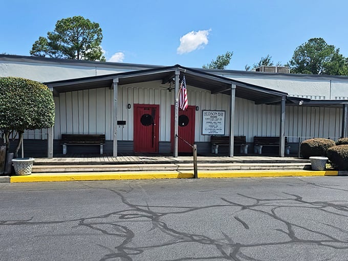Those red doors aren't just an entrance – they're a portal to fried fish paradise.
