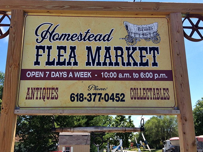 The weathered tin roof and rustic "FLEA MARKET" sign aren't just decoration—they're a promise of treasure hunting adventures waiting inside.