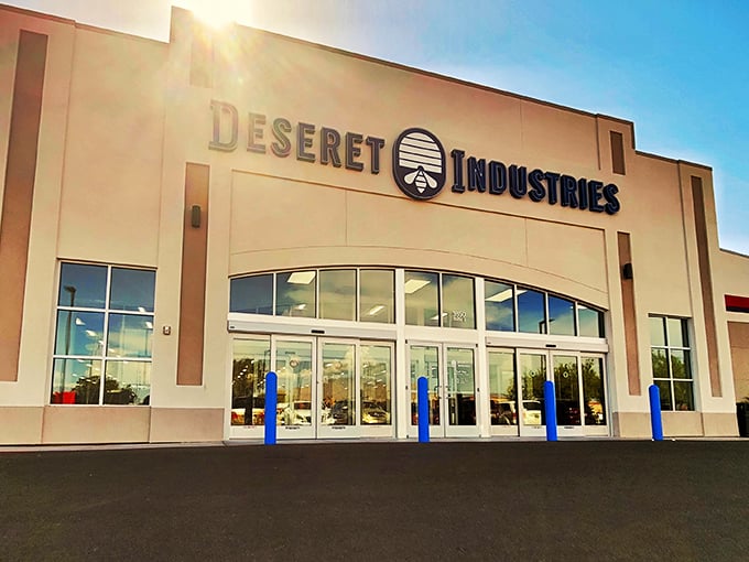 The gleaming facade of Deseret Industries beckons bargain hunters like a retail oasis in the Arizona desert—treasure hunting starts here!