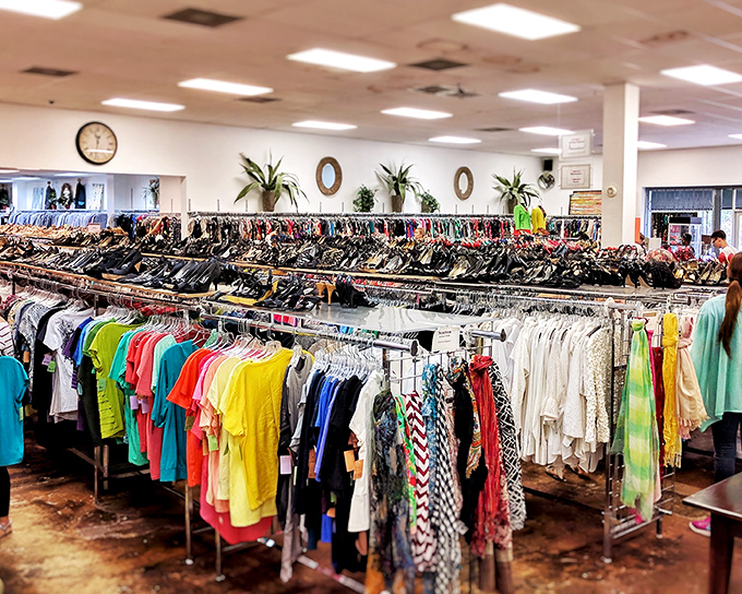 Rack after colorful rack stretches toward the horizon like a textile ocean. This isn't just shopping—it's an expedition into the unknown.