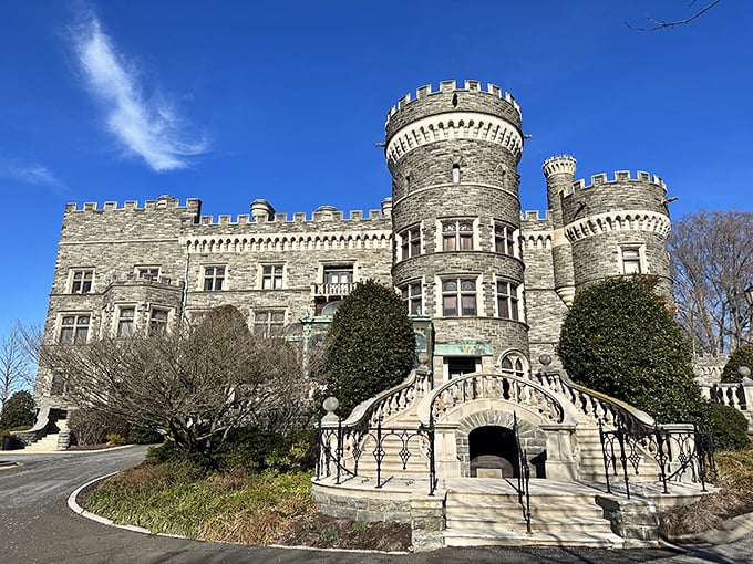 Medieval fantasy or suburban Philadelphia reality? Grey Towers Castle's imposing stone façade and dramatic turrets create an unexpected European mirage in Glenside.