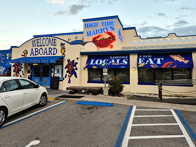 That neon lobster sign isn't just decoration – it's a beacon calling seafood lovers home.