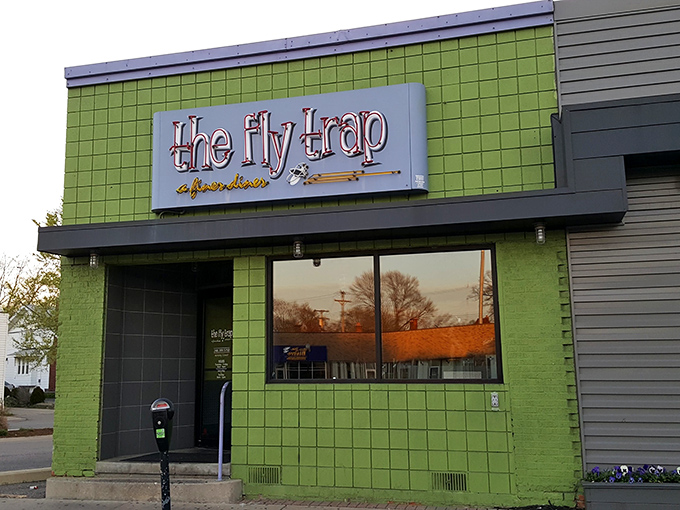 The lime-green facade isn't just eye-catching—it's a beacon for breakfast enthusiasts seeking refuge from ordinary diners. Ferndale's quirky gem beckons.