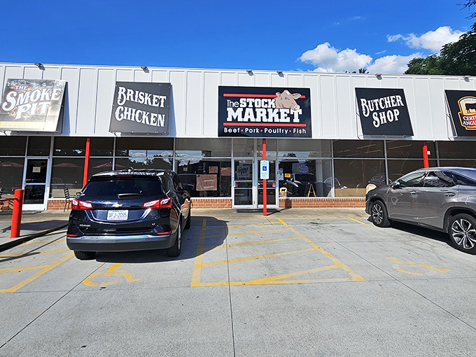 The unassuming storefront speaks the universal language of BBQ – big bold signs promising meaty delights that'll make your car practically park itself.
