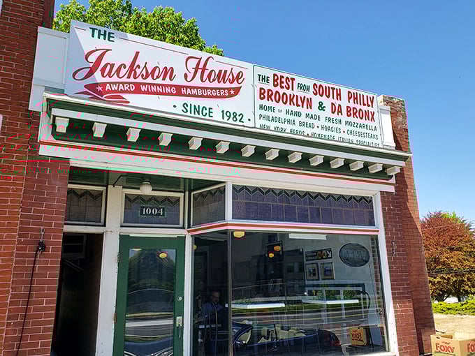 The brick facade of The Jackson House stands like a culinary time capsule in Harrisburg, promising legendary burgers behind its unassuming storefront.