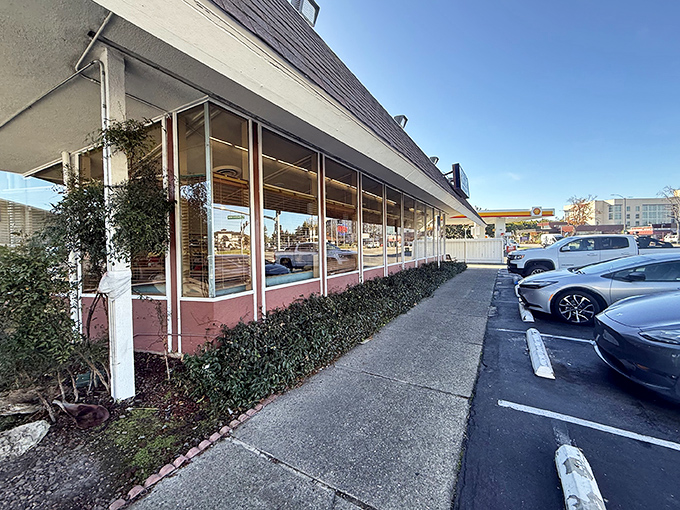 The unassuming exterior of Hobee's hides a breakfast paradise within. Silicon Valley's best-kept secret sits behind those large windows.