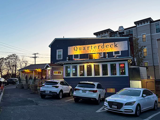The unassuming navy-blue exterior of Quarterdeck belies the seafood treasures within. Like finding a pearl in an oyster, this Arlington gem awaits.