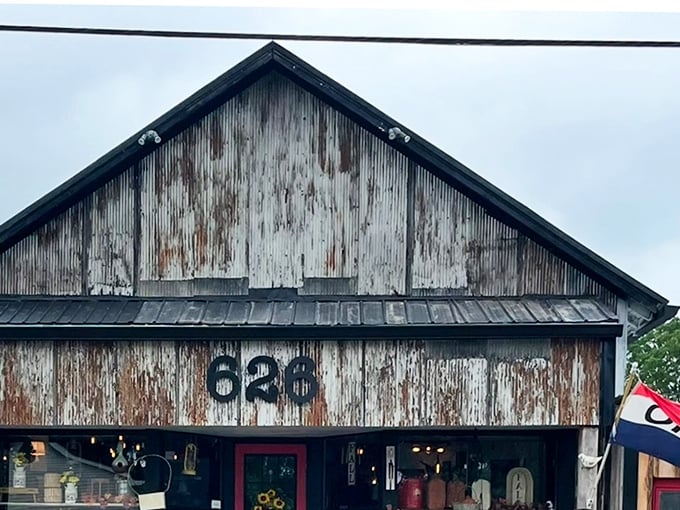 The golden glow of Old Barn Co.'s weathered exterior beckons like a treasure chest waiting to be discovered. Those "636" numbers aren't just an address—they're an invitation.