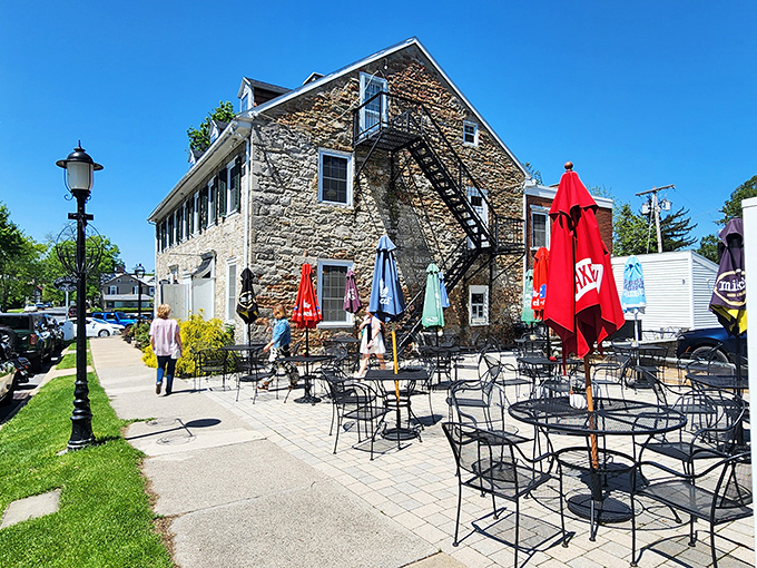 The historic limestone façade of Duffy's Tavern stands proudly in Boalsburg, a timeless sentinel of hospitality that's witnessed centuries of Pennsylvania stories unfold.